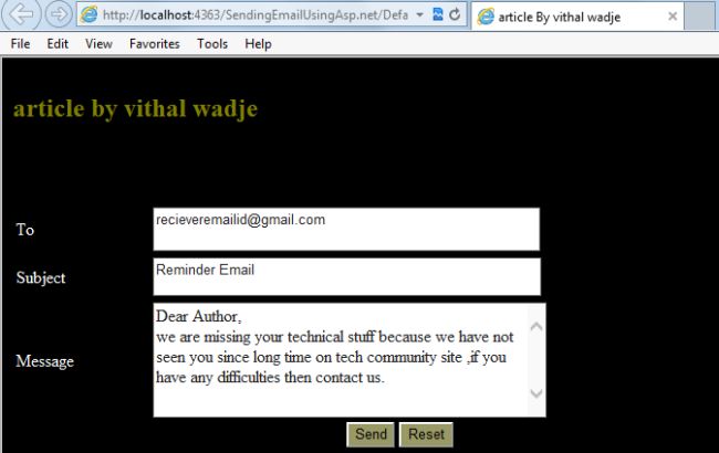 Send Email From ASP.Net Using C#